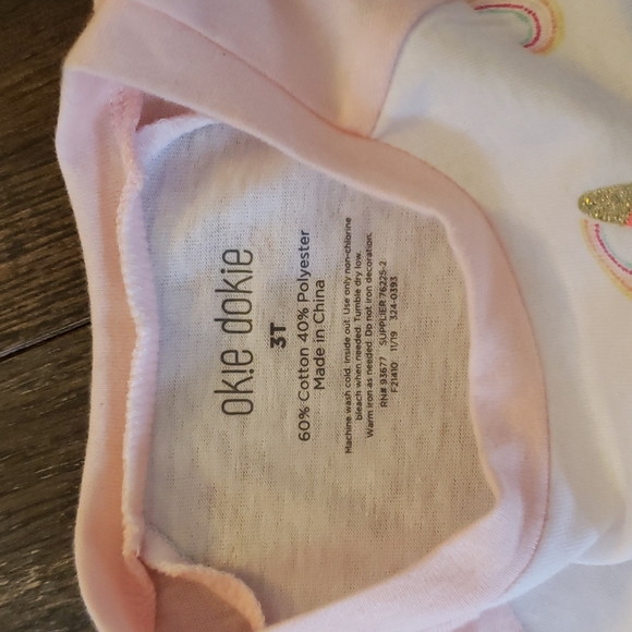 okie dokie | Shirts & Tops | 3t Whitepink Unicornrainbow Shirt Okie Dokie Brand | Poshmark